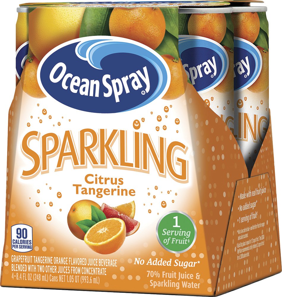 Ocean Spray Sparkling Citrus Tangerine, 8.4 Ounce, 4 Count: Amazon.com ...
