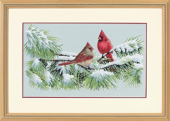 Amazon.com: Winter Cardinals Counted Cross Stitch Kit: 15x9"