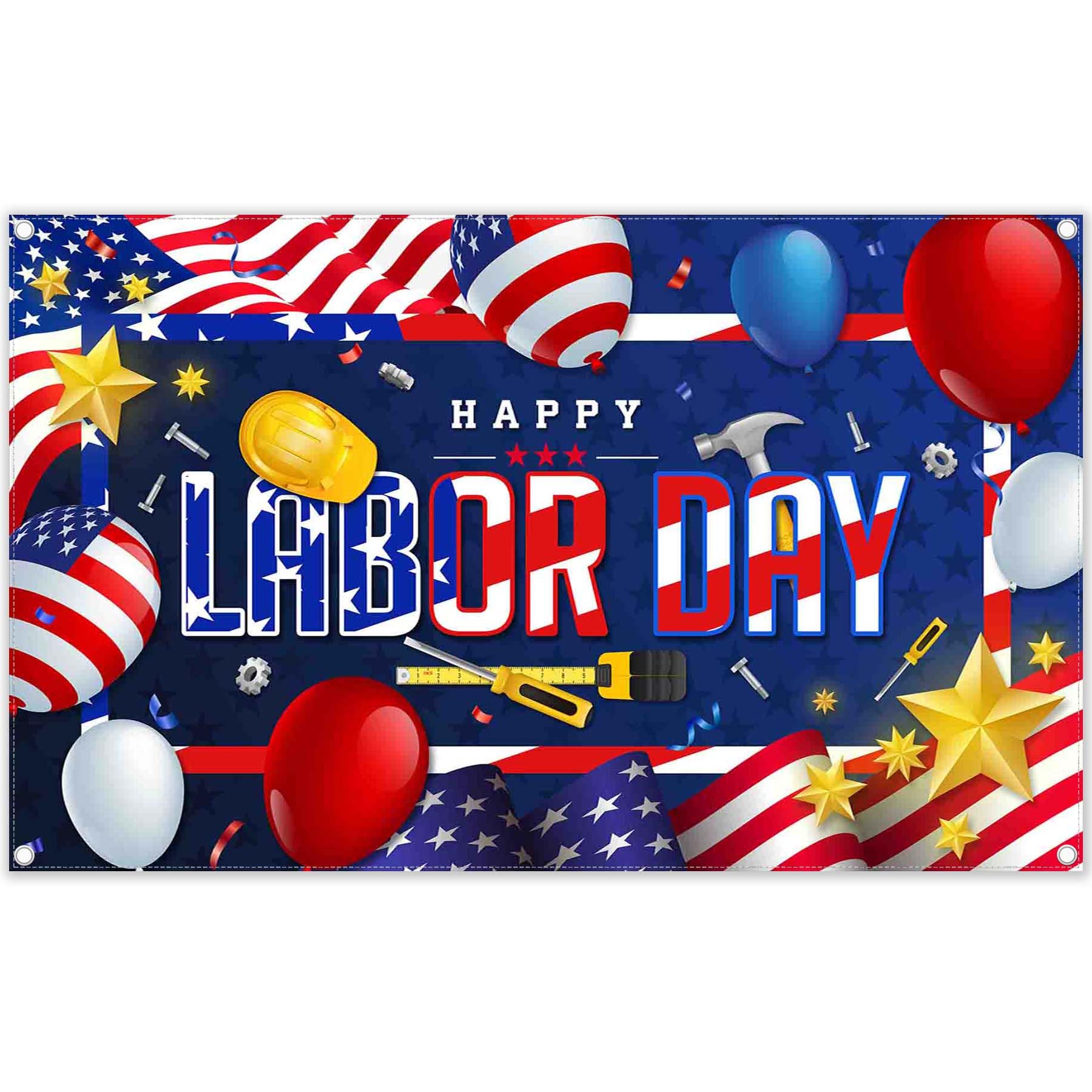 Swepuck 72x43inch Happy Labor Day Backdrop American Stars and Stripes ...