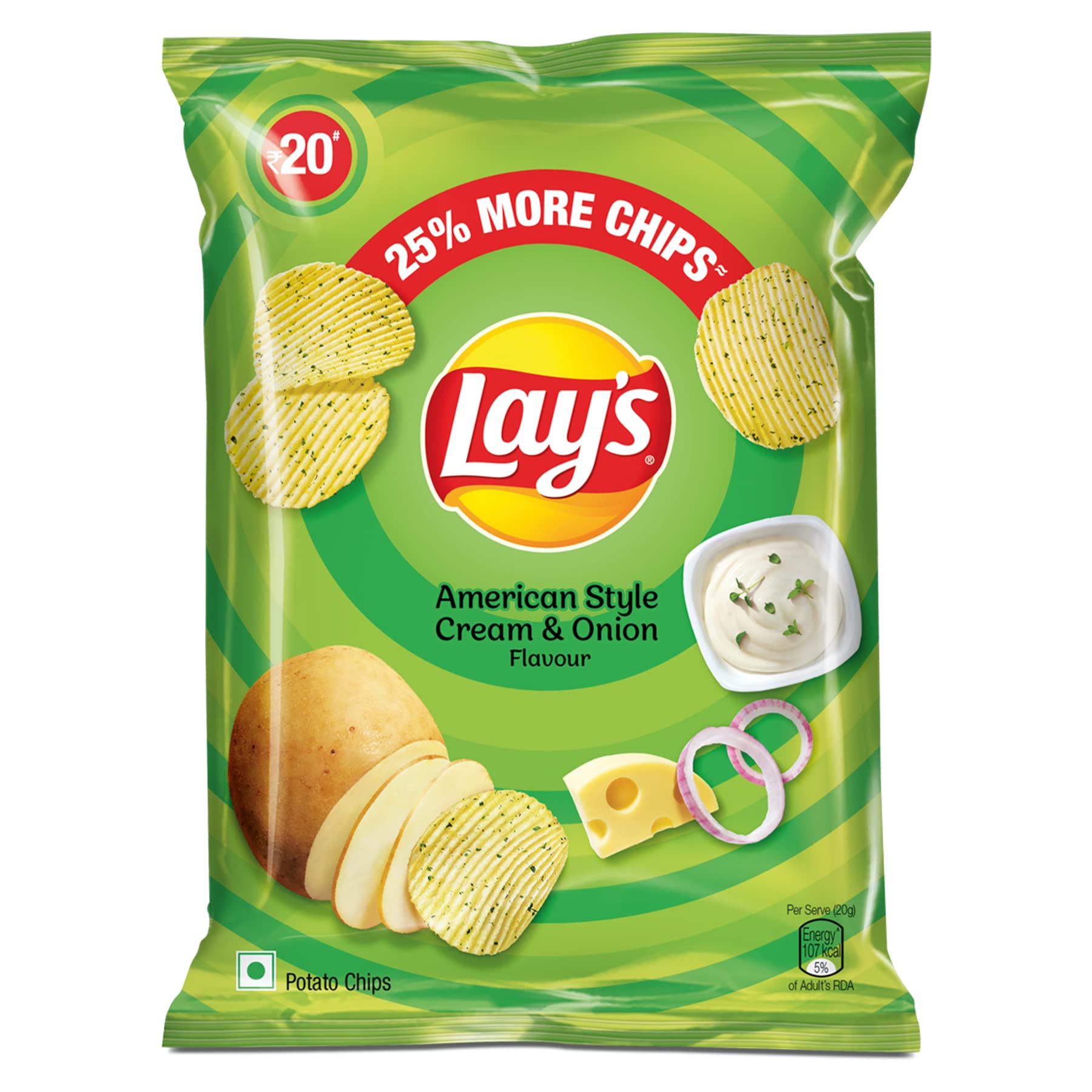 Mua Lays American Style Cream & Onion Flavour, 52 Grams, India Lay's ...
