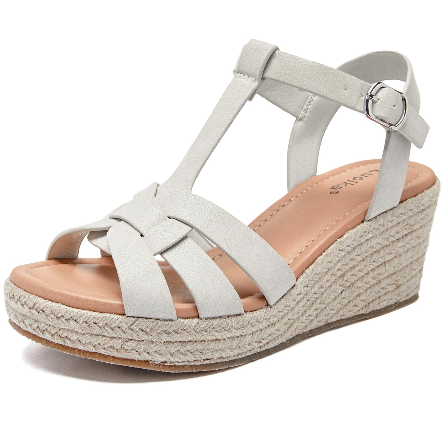 Luoika Women's Wide Width Wedge Sandals, Platform Ankle Strap Open Toe ...