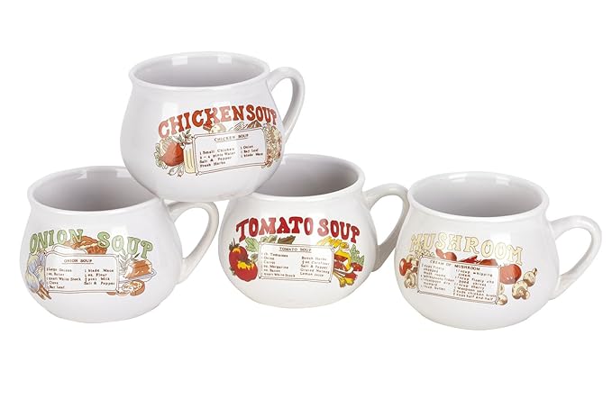 Ethos Soup Mugs, Set of 4, Large: Amazon.co.uk: Kitchen & Home