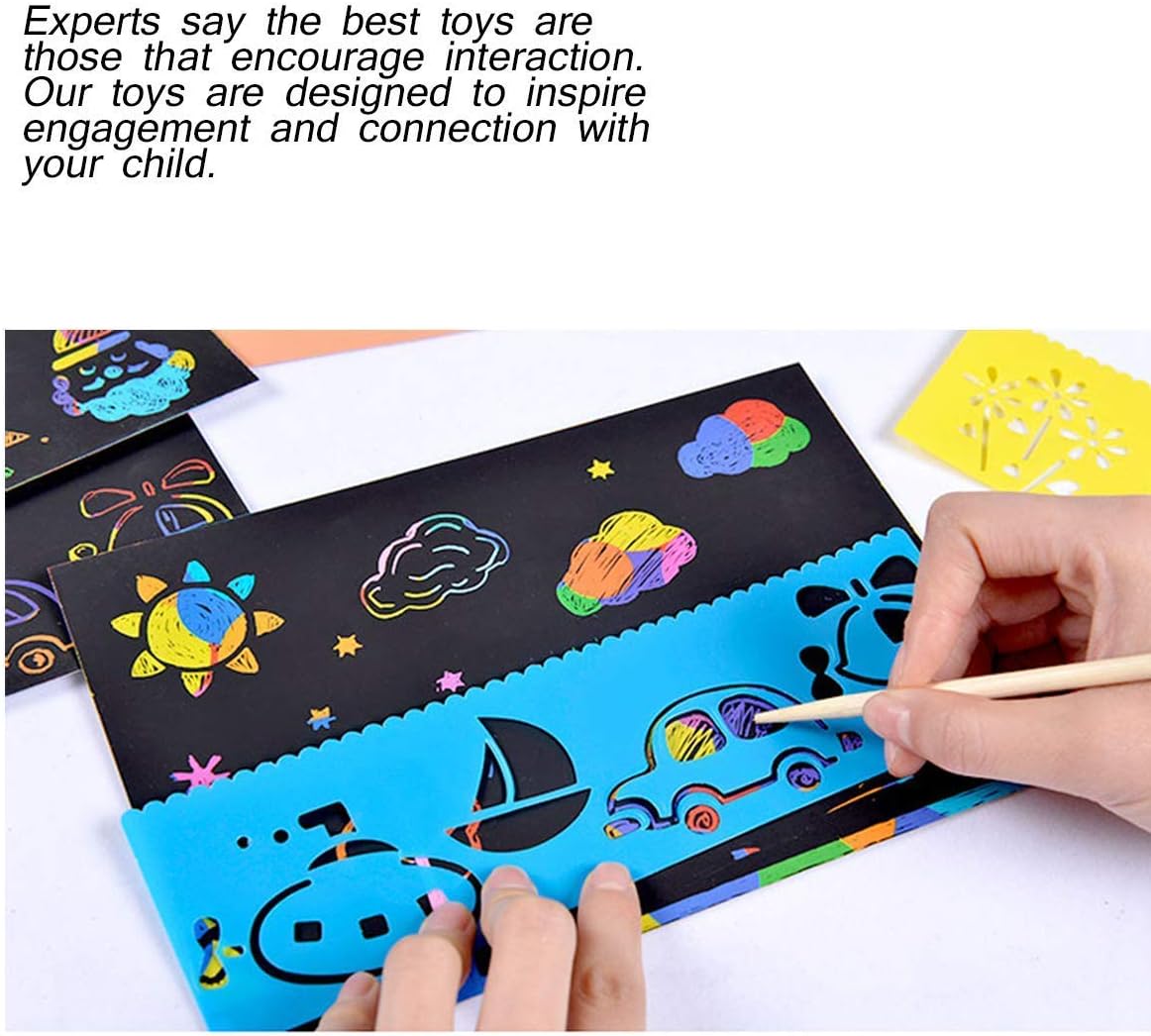 BESTZY Scratch Art Crafts for Kids, 50 Sheets Rainbow Scratch Paper ...