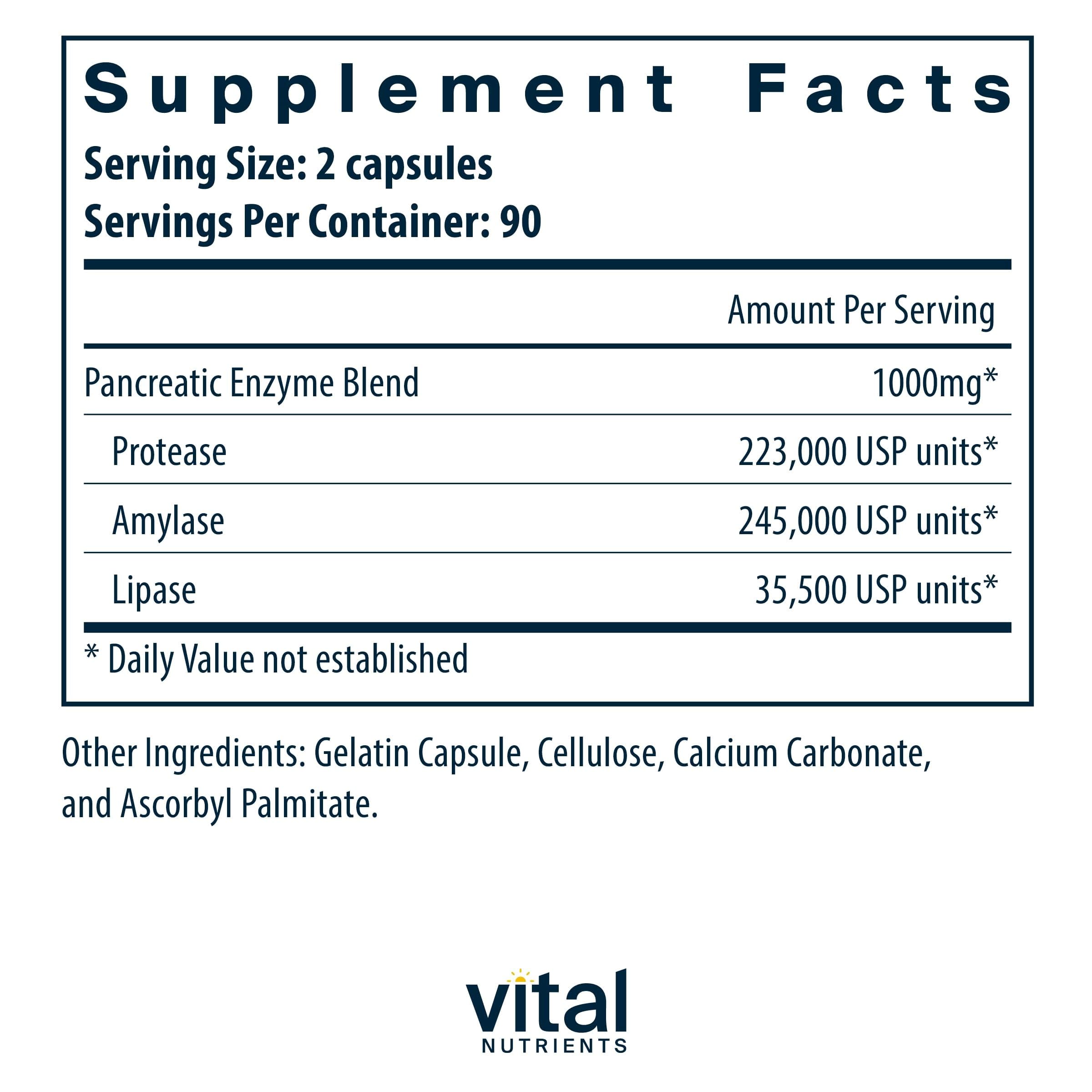 Mua Vital Nutrients Pancreatic Enzymes 1000mg (Full Strength ...