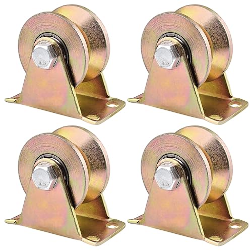 4Pack 2" V Groove Wheel, Heavy Duty Rigid Roller, Sliding Gate Casters ...