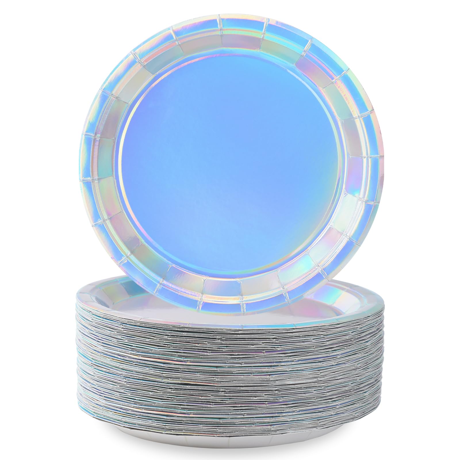 ZOLULA Iridescent Paper Plates 9 in [50 pack] Round Disposable Dinner ...