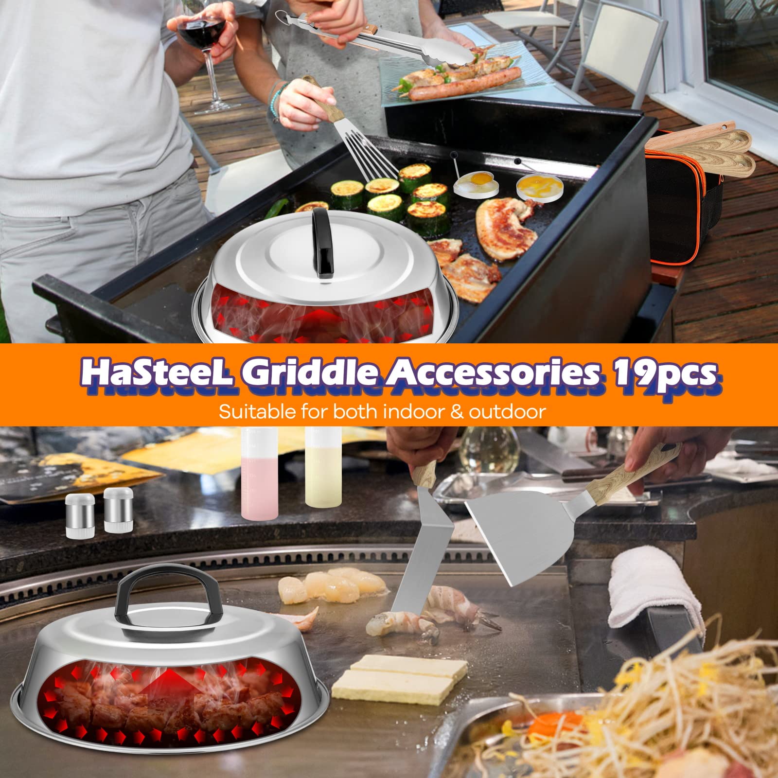 Mua Griddle Accessories Kit of 19, HaSteeL Stainless Steel Teppanyaki ...