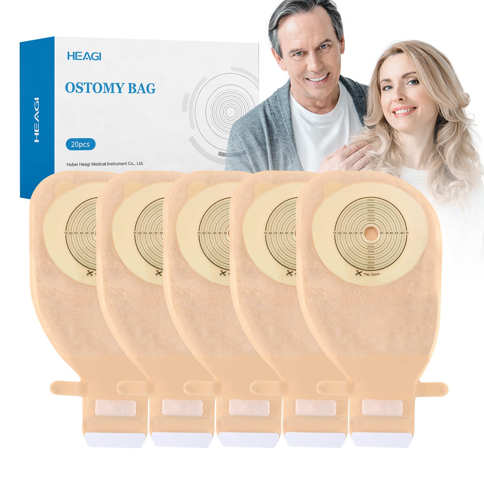 20 Pack Colostomy Bags, One Piece Ostomy Bag Ostomy Supplies, 15 mm ...