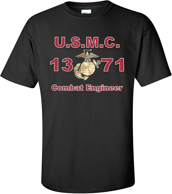 Amazon.com: United States Marine Corps MOS 1371 Combat Engineer T-Shirt ...