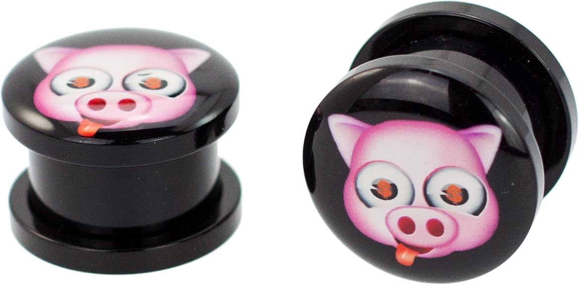 Amazon.com: emoji Plug, Pig, Fun Emoticon Plug, Acrylic, 1/2" Gauge ...