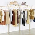 Amazon.com: WJJAYY Wall Mounted Gold pipe clothing rack with 3 T-Bar ...