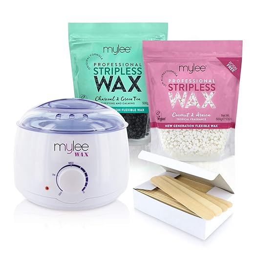 Mylee Professional Waxing Kit with Wax Heater, Hard Wax Beads 500g ...
