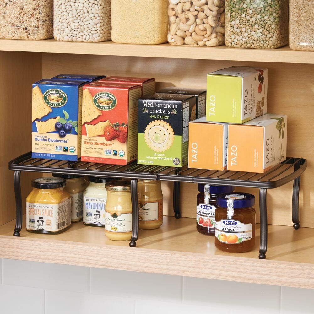 mDesign Free Standing Expandable Storage Shelf for Kitchen Countertop ...