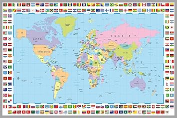 Weltkarte Mit Flaggen