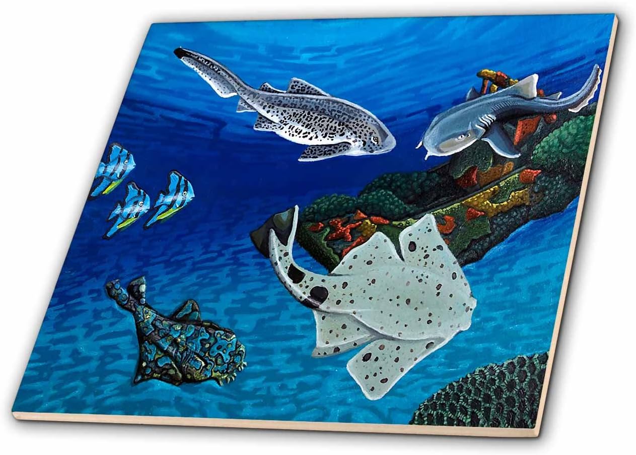 Amazon.com: 3dRose ct_3227_3 Bottom Dwelling Sharks Ceramic Tile, 8 ...