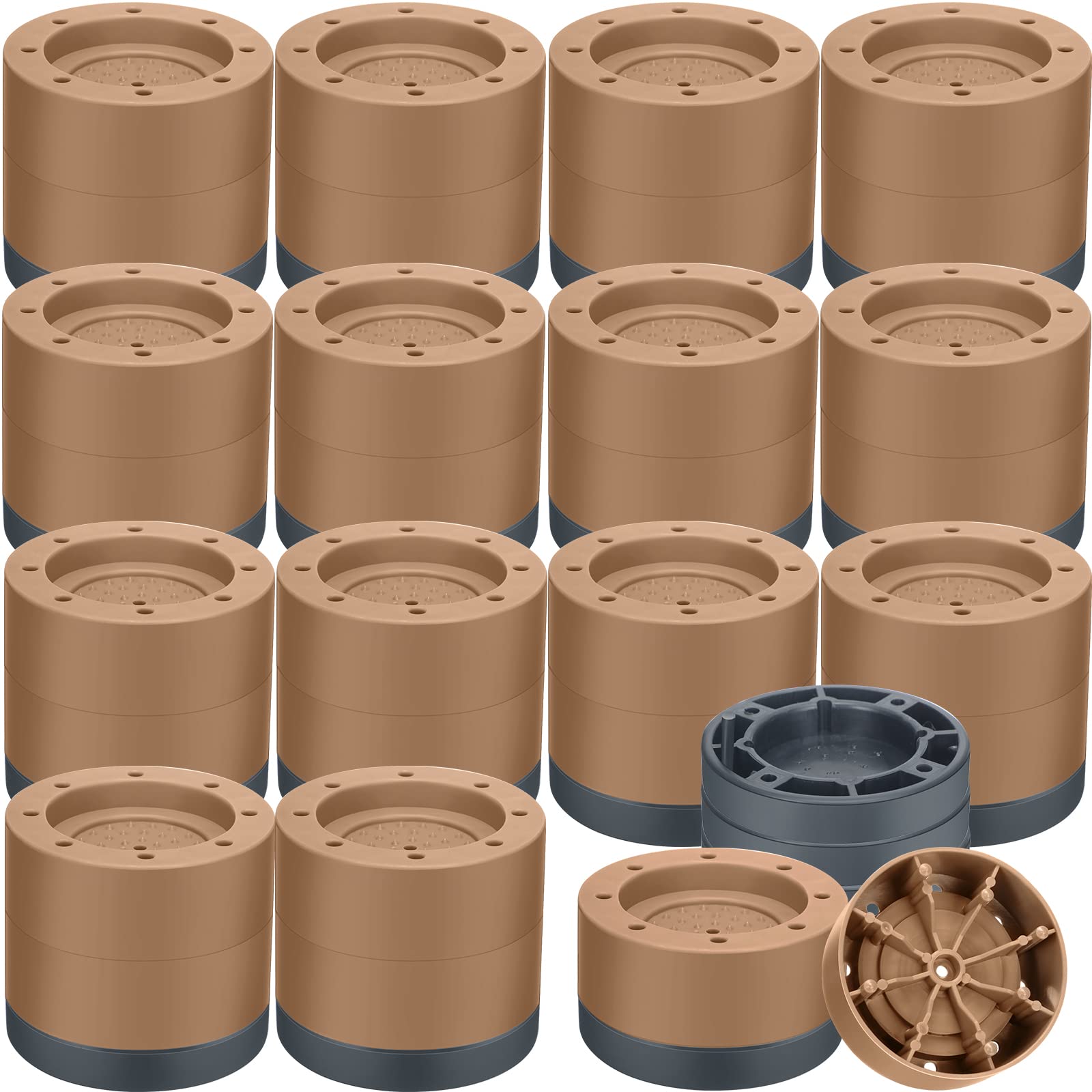 Treela Set of 16 Round Bed Risers Heavy Duty Furniture Risers Lifts ...