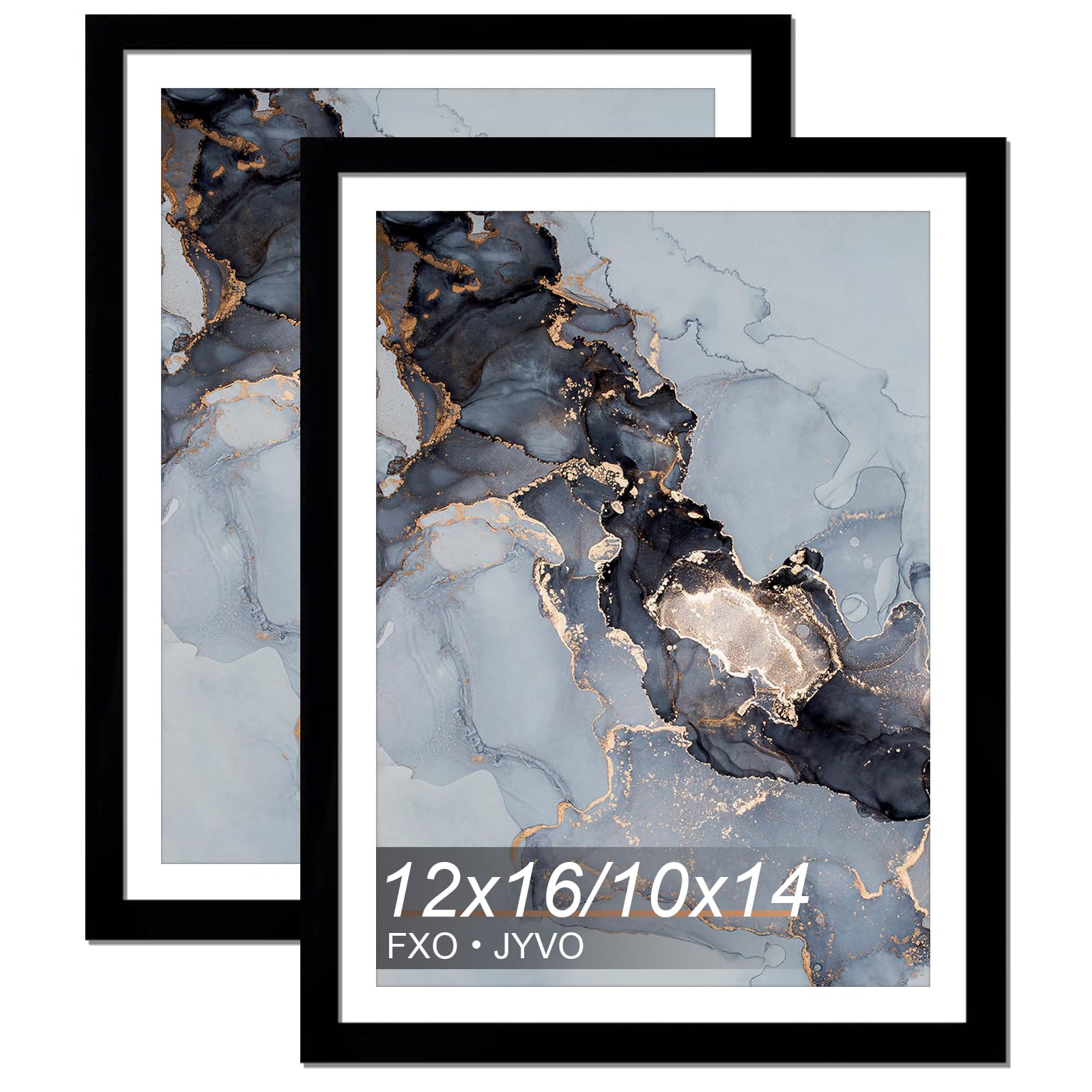 Fxojyvo Black 12 x 16 Frame Set of 2, Display Picture 10x14 with Mat or ...