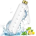 GIVOOBE Botella de agua 1 litro motivacional deportiva con marcadores cilindros, Botella De Agua ...
