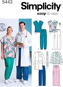 Amazon.com: Simplicity Easy To Sew Men and Women's Scrubs and Doctor's ...