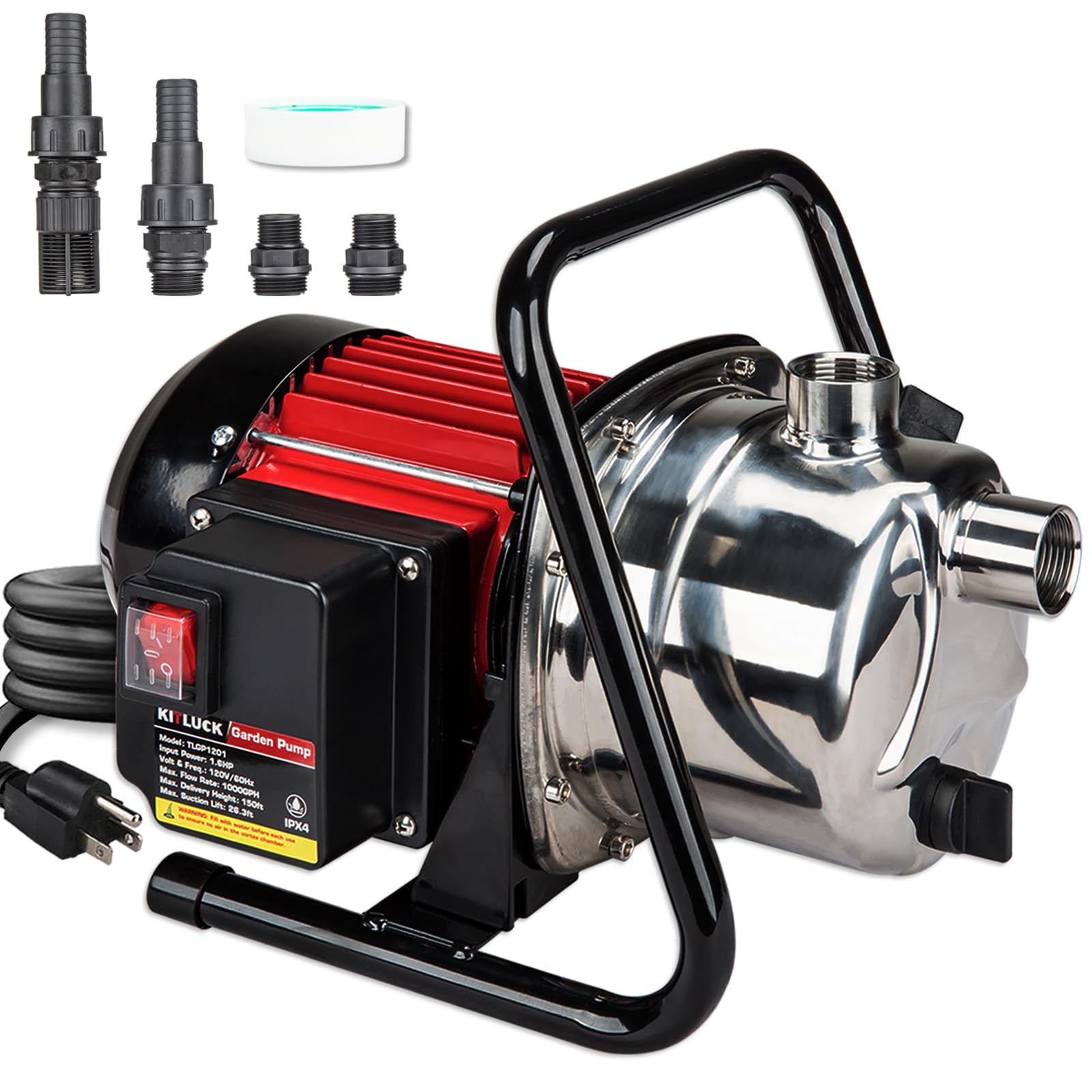 Water Transfer Garden Pump, 1.6 HP 1000GPH Portable Electric Shallow ...
