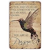 Amazon.com : Hummingbird Metal Tin Sign You are at Peace Retro Vintage ...