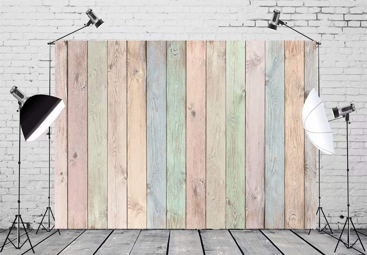 Amazon.com : BELECO 5x3ft Wood Backdrop Pastel Colored Wood Planks ...