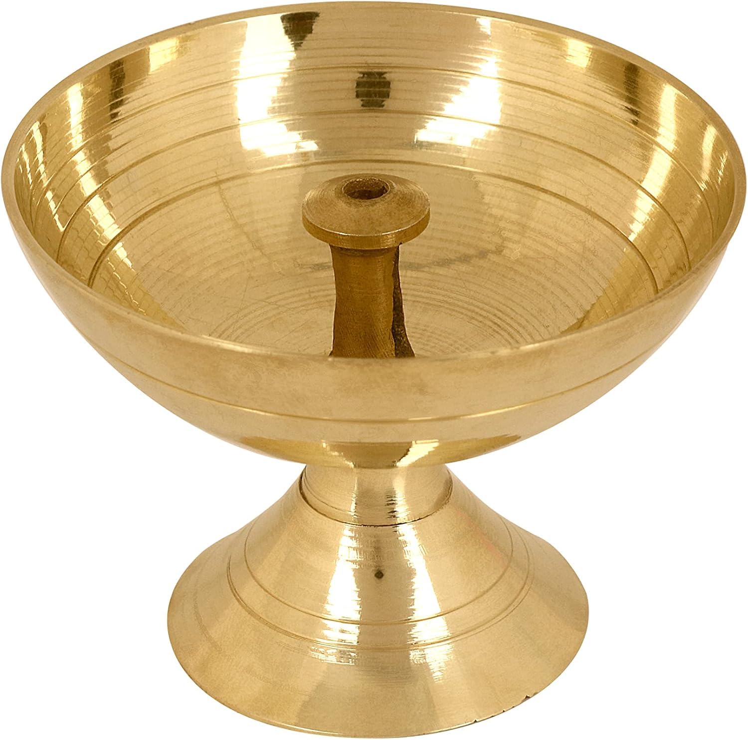 Brass Indian Puja Oil Lamp, Golden Diya Lamp Engraved Design Diya for ...