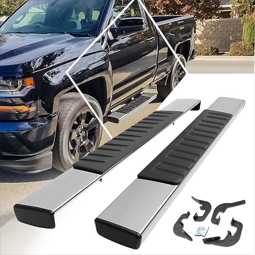 Pair of 6" Chrome Stainless Steel Running Boards Side Steps Nerf Bars ...