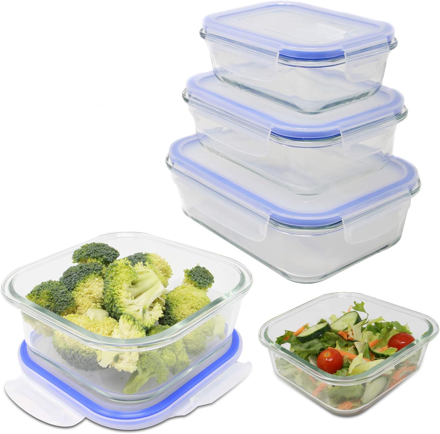 Glass Food Storage Containers - Set of 5 | Assorted Airtight Food Prep ...