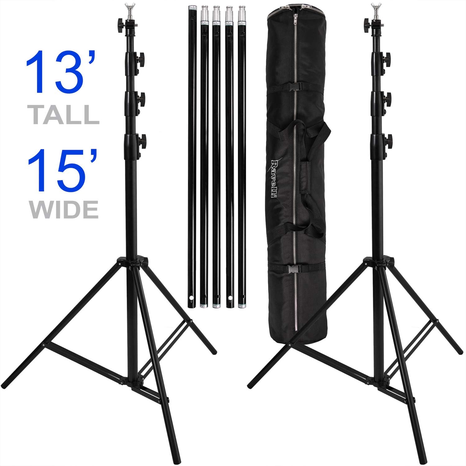 Ravelli ABSL Photo Video Backdrop Stand Kit 13′ Tall x 15′ Wide with ...