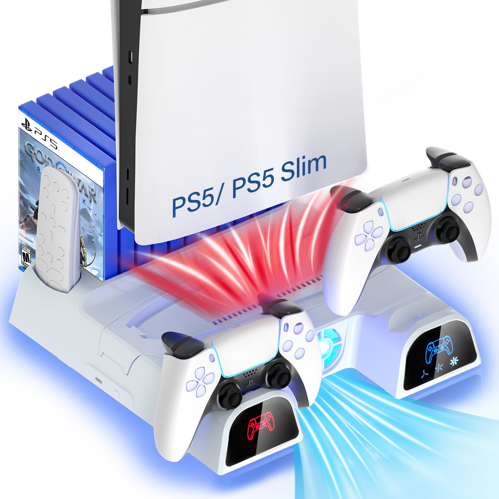PS5 & PS5 Slim Cooling Station Stand with Controller Charging Station ...