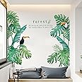 Amazon.com: Tropical Leaves Wall Decals Removable Toucan Wall Stickers ...