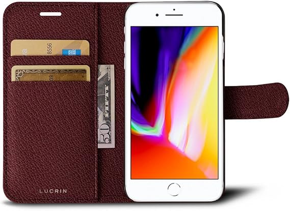 Lucrin - iPhone SE Wallet Case - Burgundy - Goat Leather: Amazon.ca ...