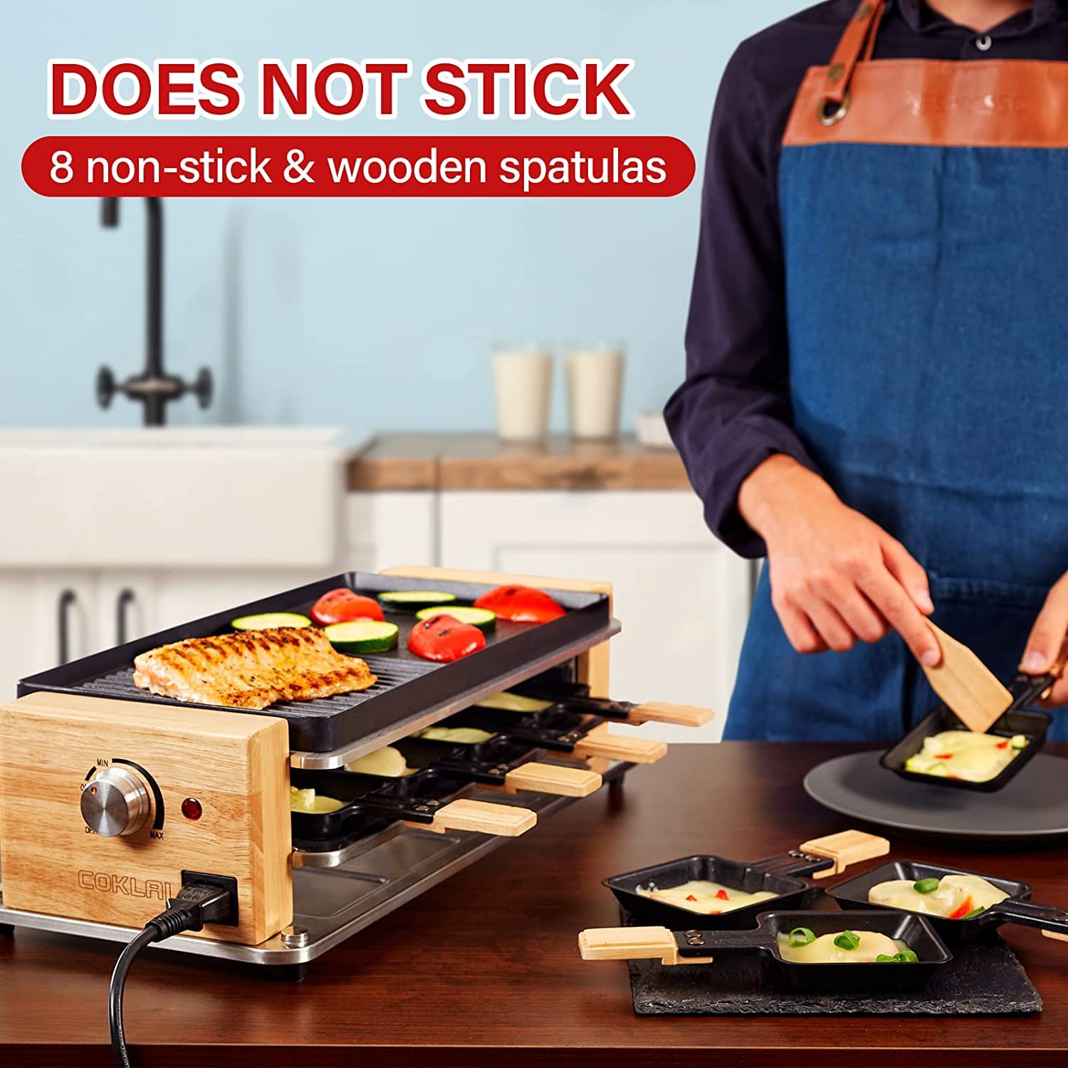 Mua Raclette Table Grill, COKLAI Raclette Grill 8 Cheese Melter Pans 8 ...