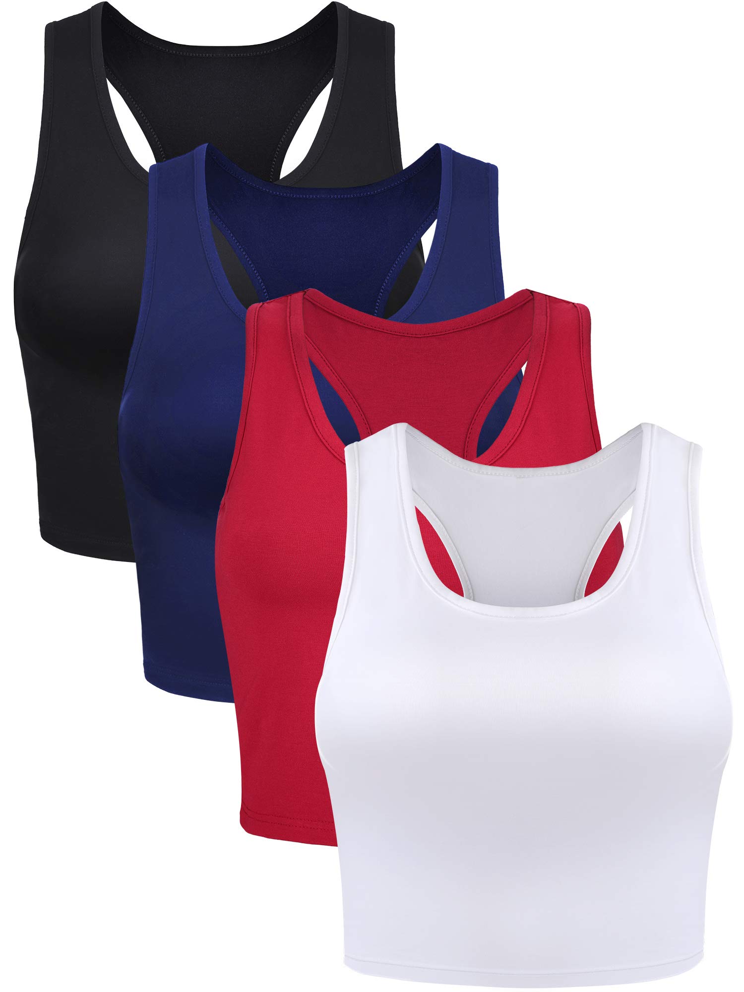 Boao 4 Pieces Basic Crop Tank Tops Sleeveless Racerback Crop Top for ...
