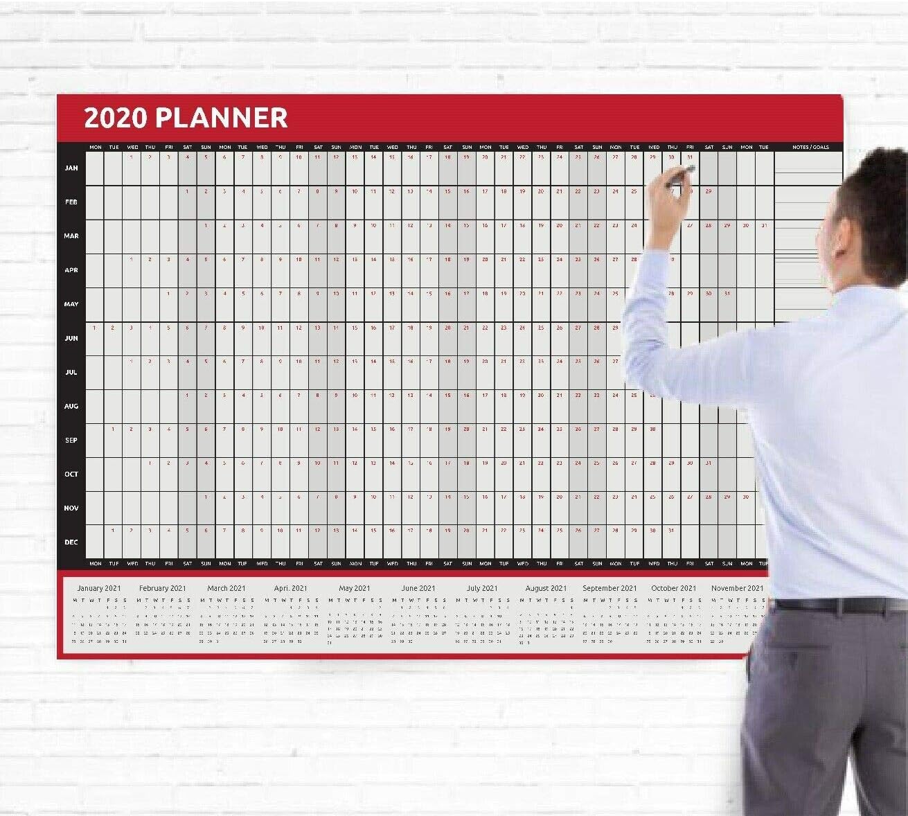 2020 Calendar A0 Large Size (84x118CM) Rolled Year Wall Planner Jan to ...