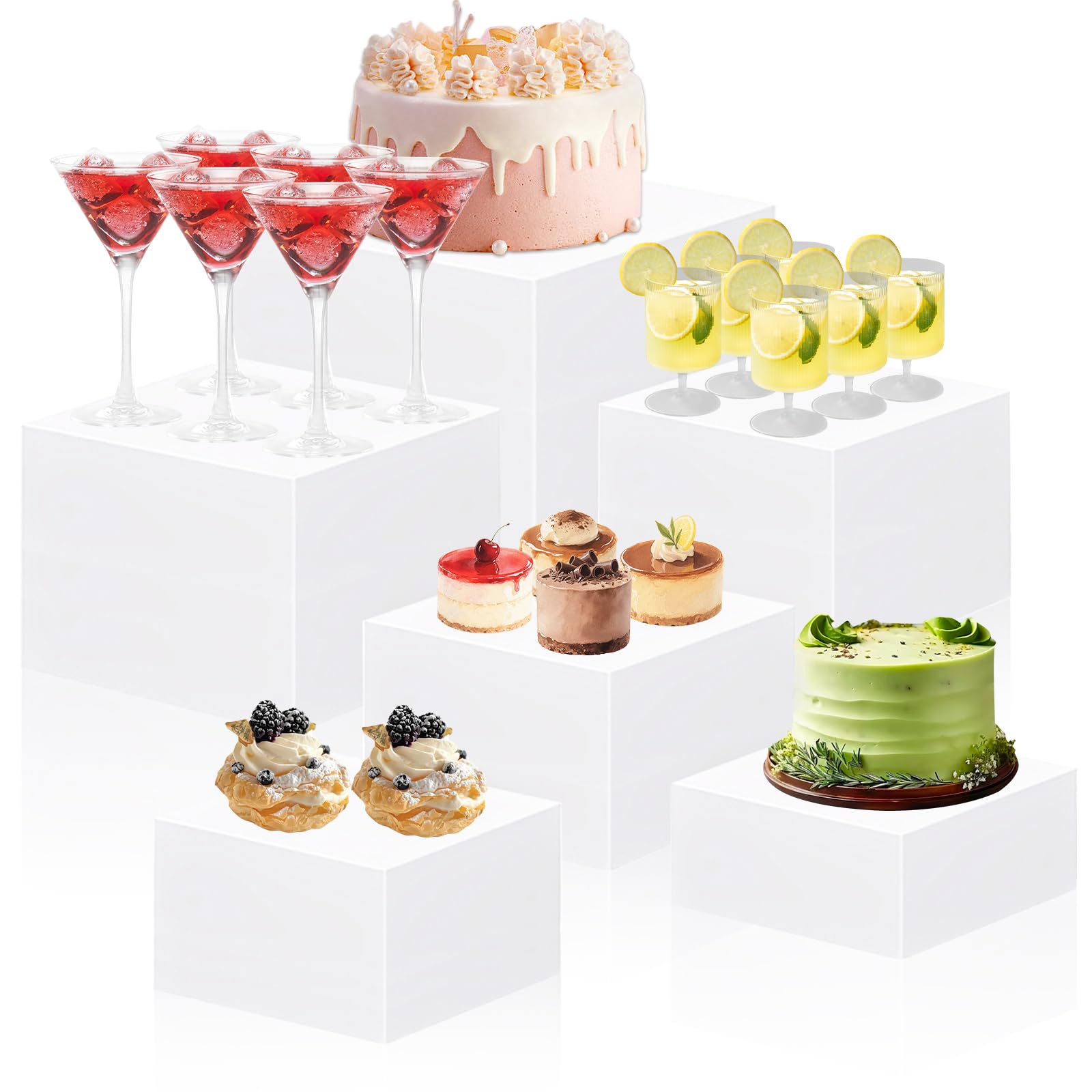 MIVIDE 6 Pack Buffet Risers, White Food Risers for Buffet Table, Food ...
