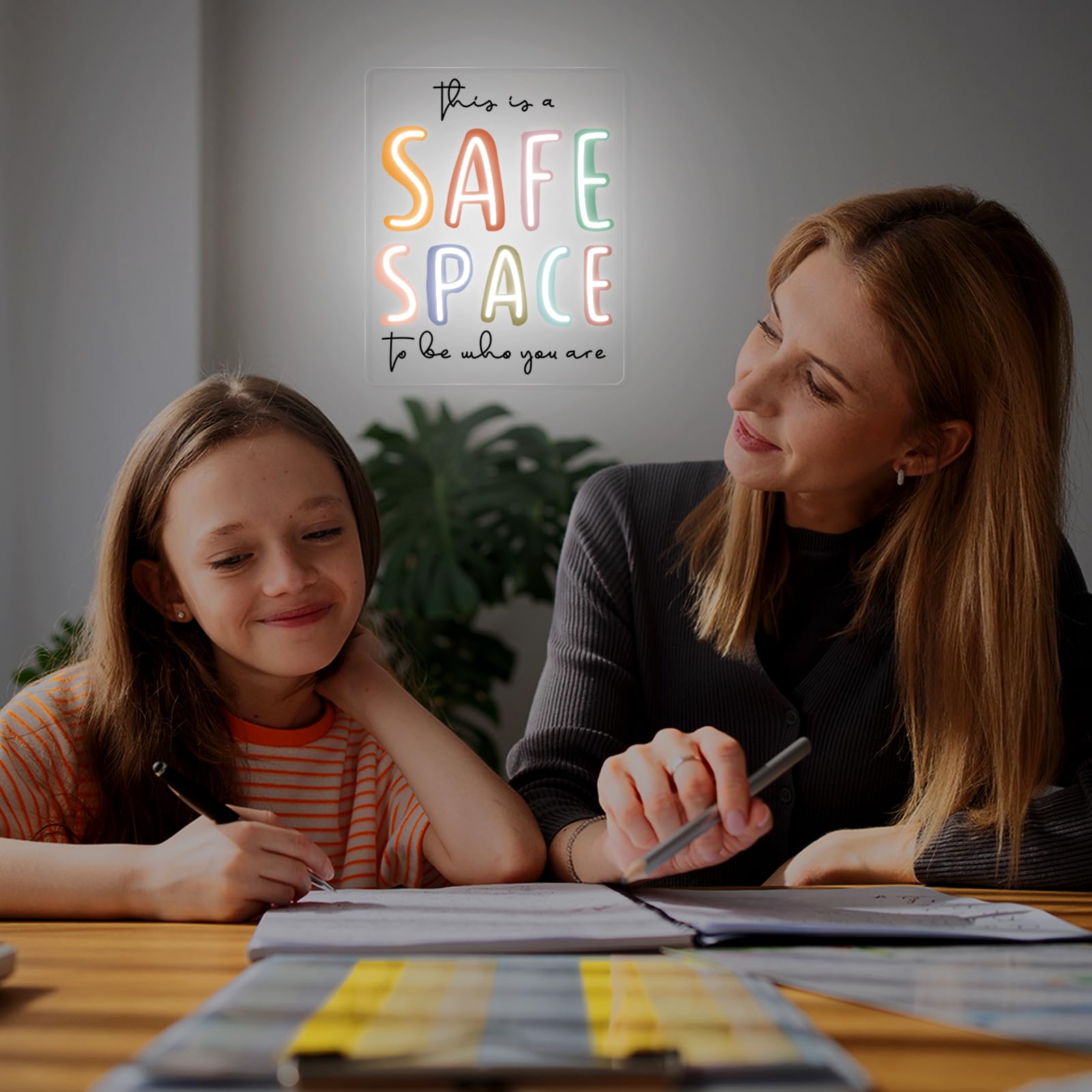 MinIeoh Safe Space Neon Sign, HANDMADE This Is Safe Space To Be Who You ...