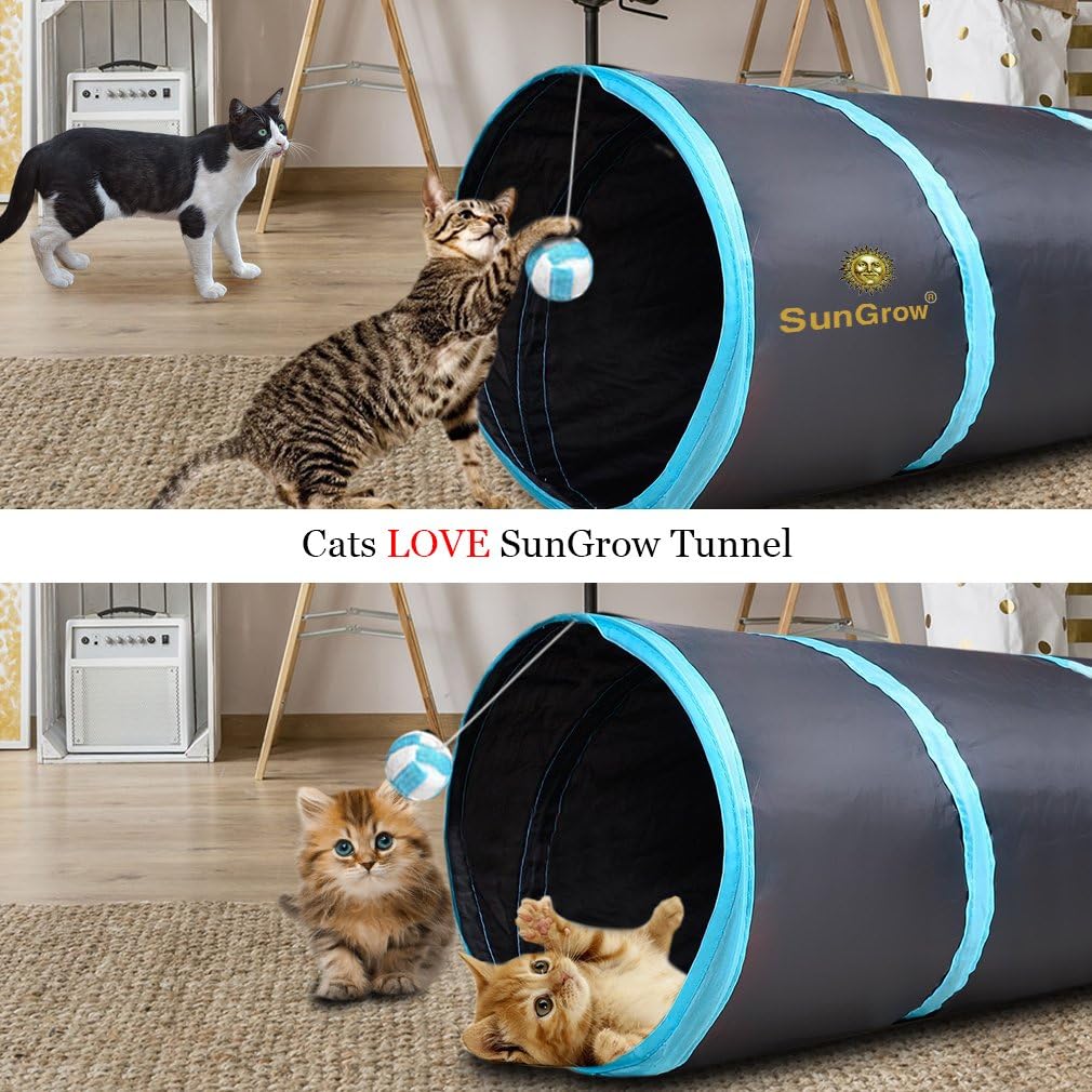 SunGrow Collapsible Cat Tunnel, 36 Inches Long with 3 Openings – BigaMart