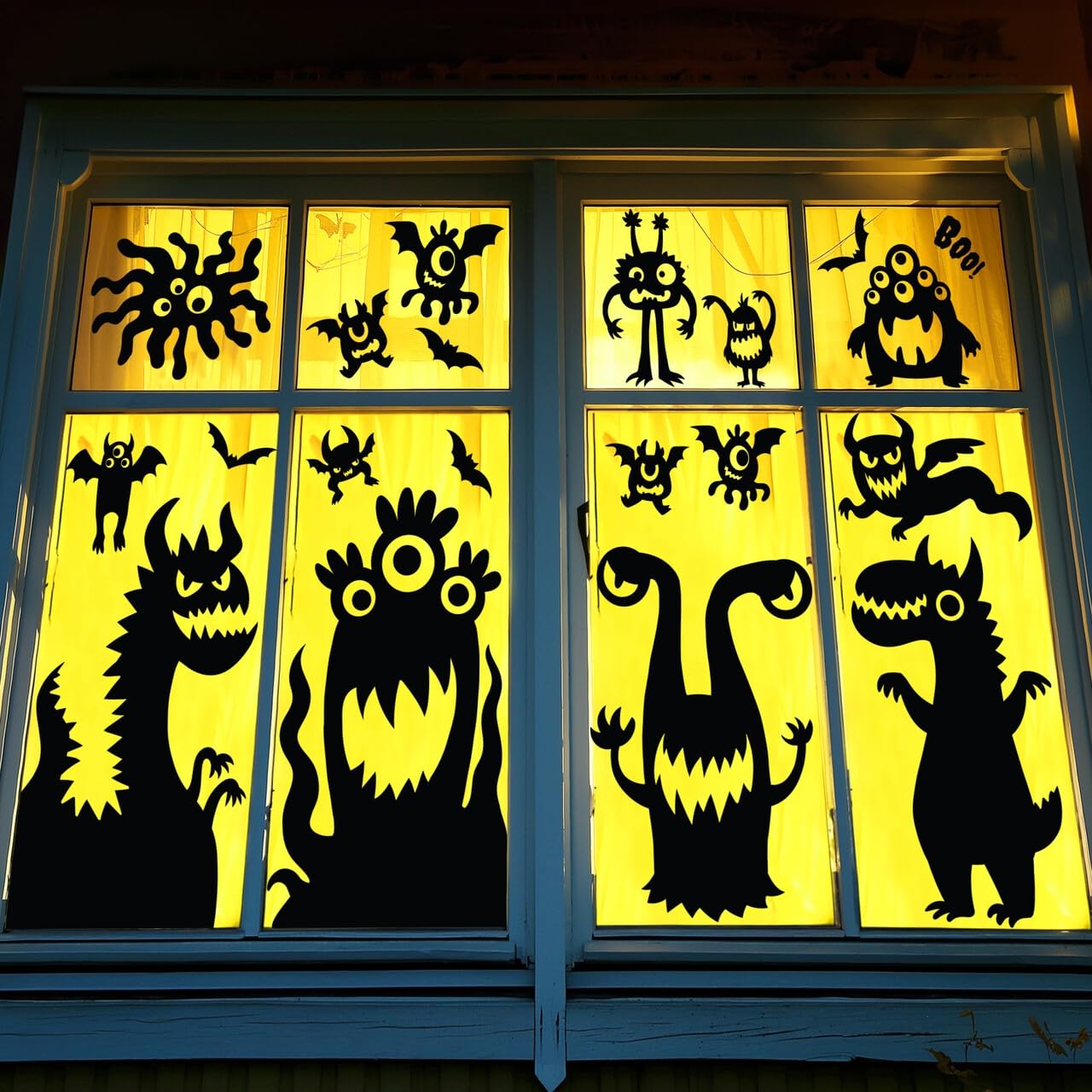 JOYIN 7 Pcs Halloween Monster Window Clings Stickers Silhouette ...