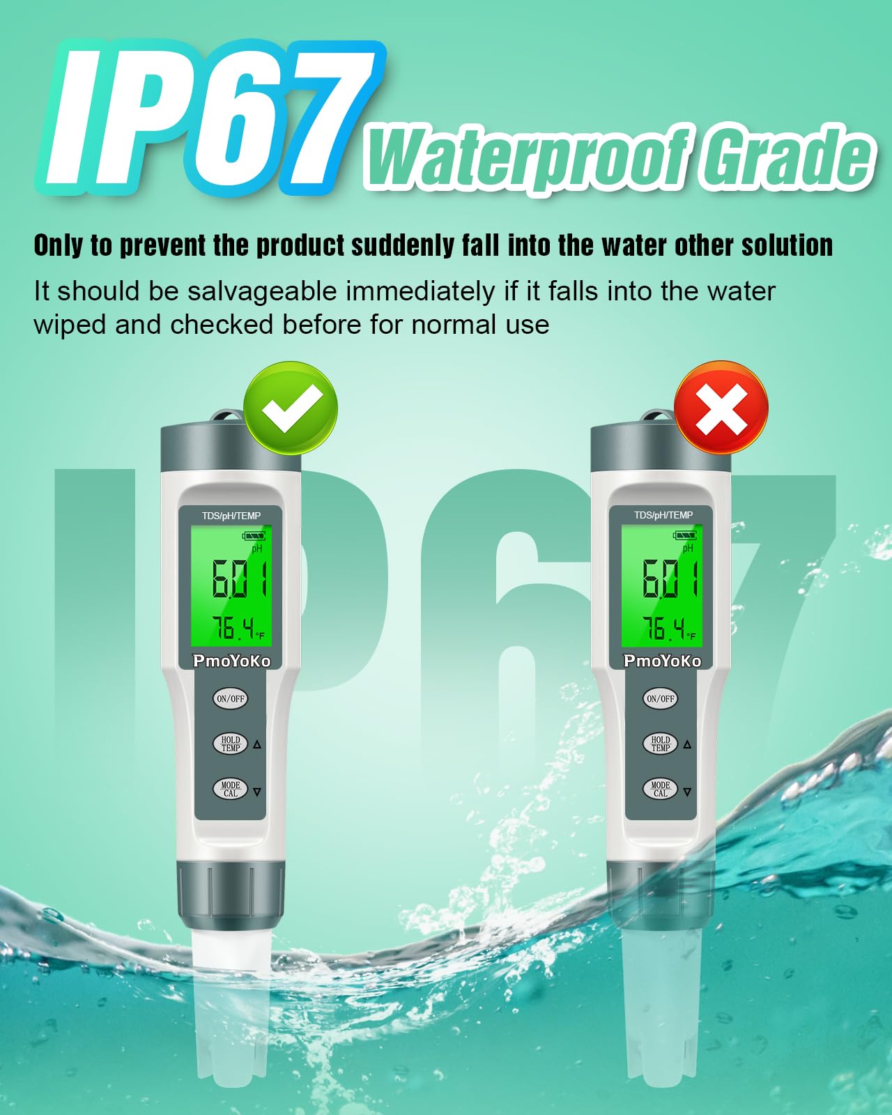 Mua Digital pH/TDS Meter with ATC pH Tester, 3 in 1 pH TDS Temp 0.01 ...