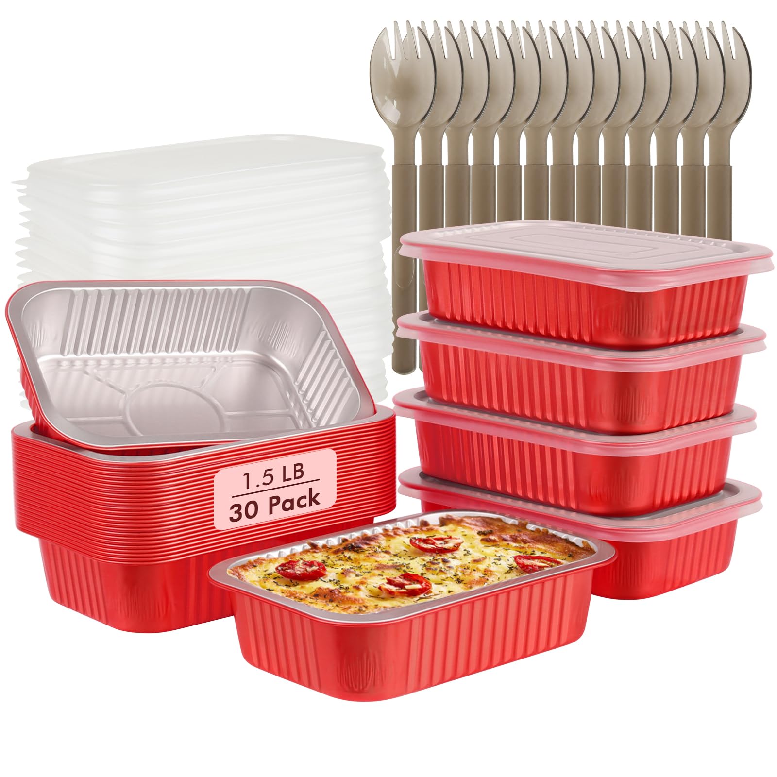 LNYZQUS 30 Pack 7”x5” Small Foil Baking Pans with Lids, 1.5lb Heavy ...