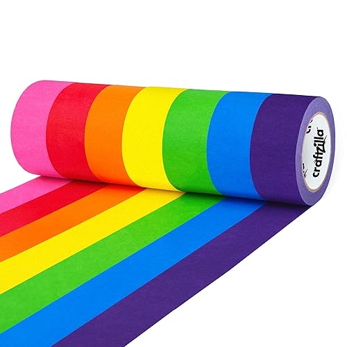 Craftzilla Colored Masking Tape - 7 Roll Multi Pack - 210 Feet x 1 Inch ...