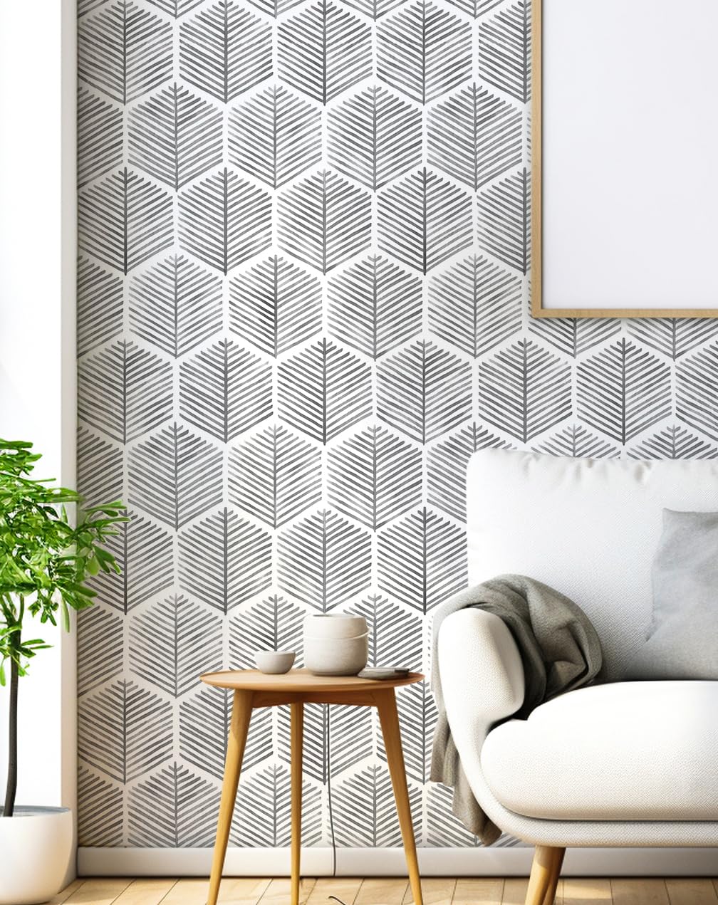 MelunMer Grey Modern Peel and Stick Wallpaper Boho Removable Self ...
