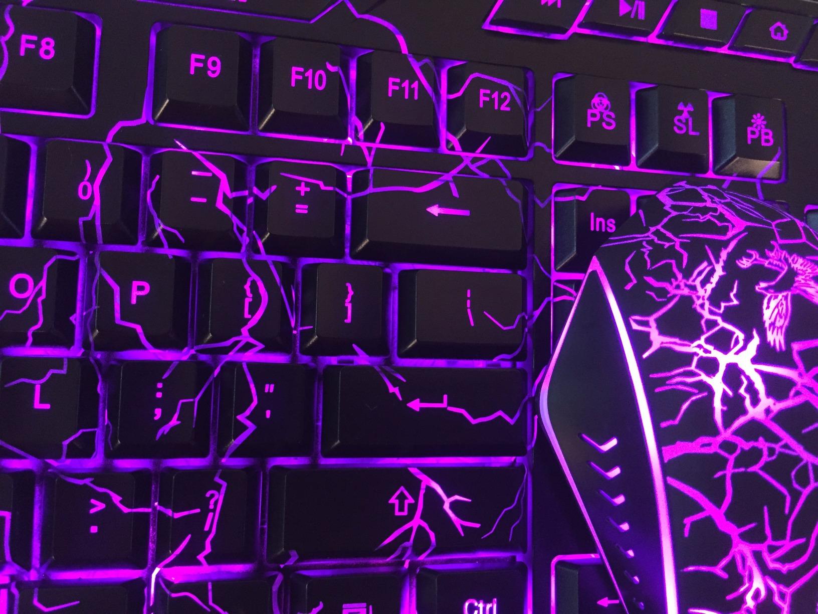 BlueFinger® USB Wired Blue Red Purple Color LED Backlit Keyboard and ...