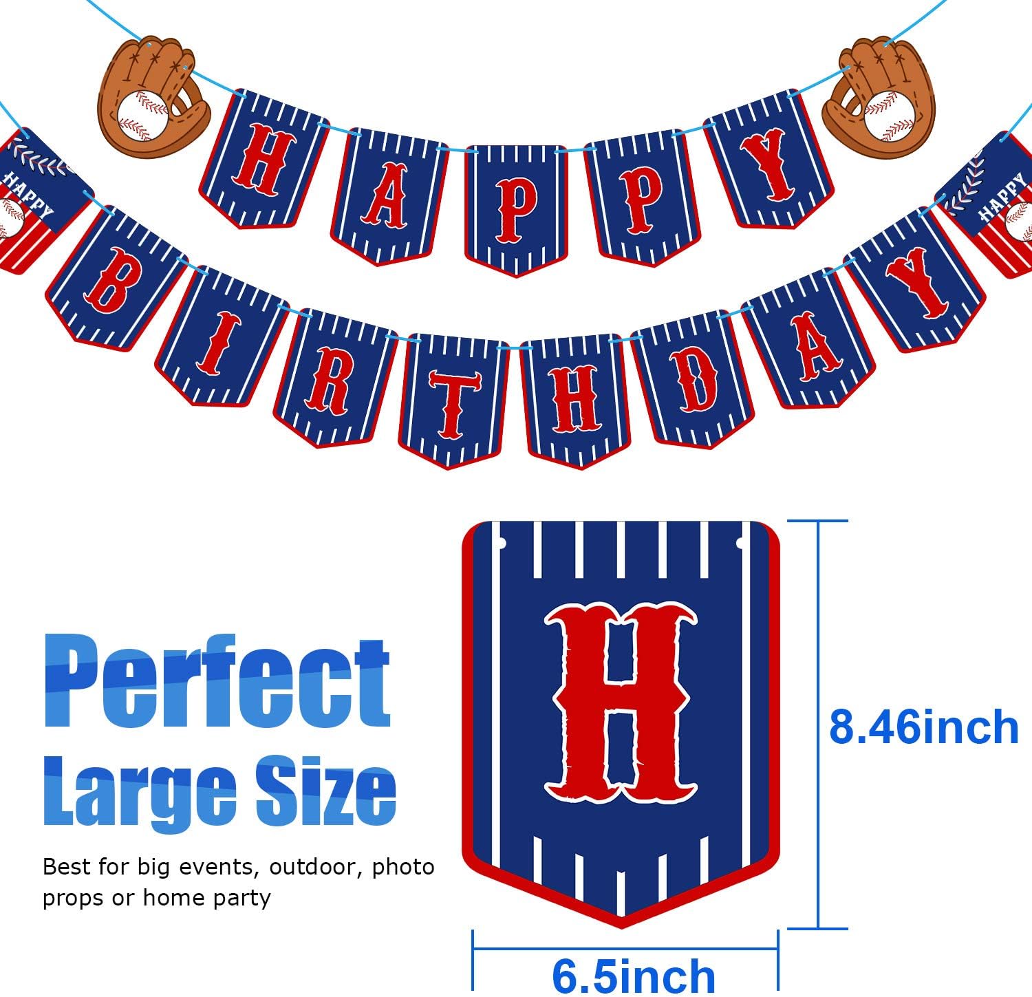Baseball Theme Birthday Banner Baseball Happy Birthday Bunting Banner ...