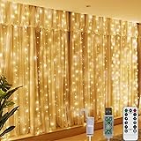 Led Curtain Lights 9.8 x 9.8 Feet 300 LEDs, 8 Modes with Waterproof ...