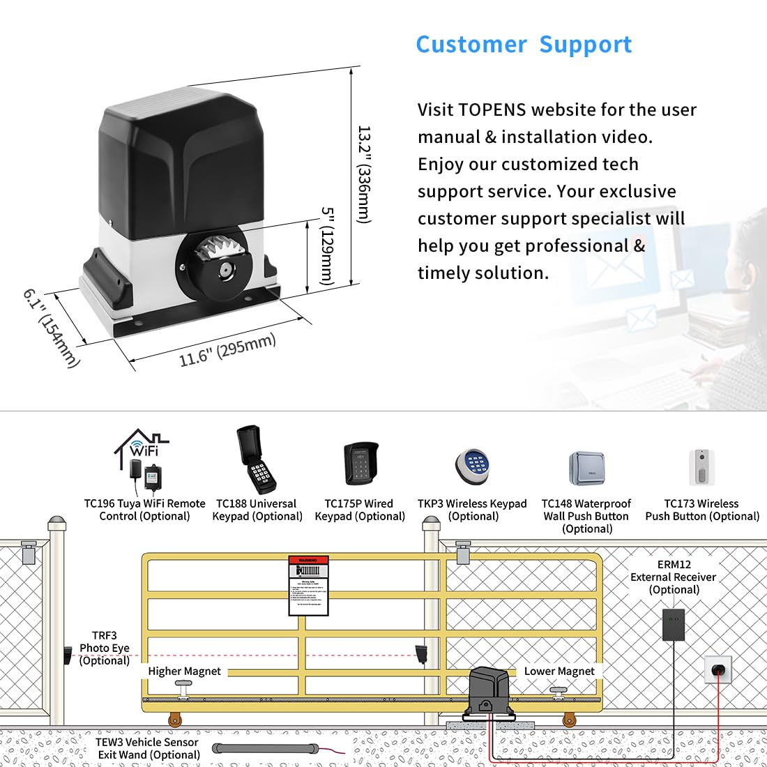 Mua TOPENS RK1200T Automatic Sliding Gate Opener Rack Drive Electric ...