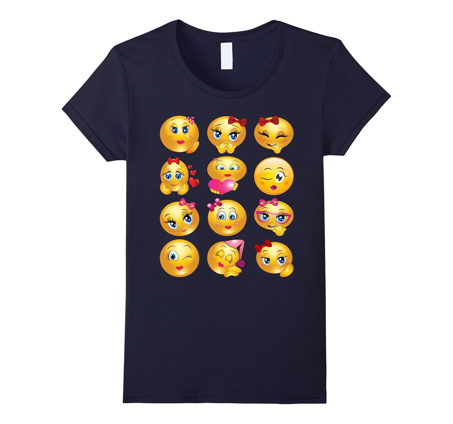 Cute Girl Smiley Faces Emoji T-Shirt for Women & Girls-Art – Artvinatee
