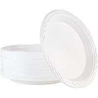 Amazon.com: 100 Count Disposable 9 Inch White Plastic Dinner Plates ...